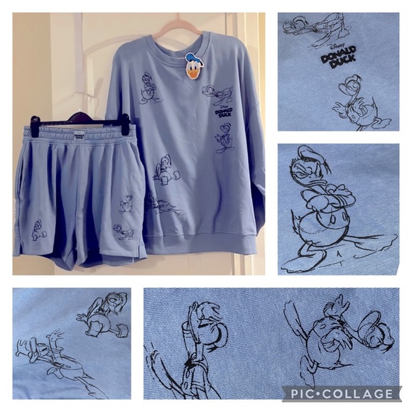 Disney | Tops | Nwt Disney Donald Duck Animators Sketch Terry Sweat Set ...